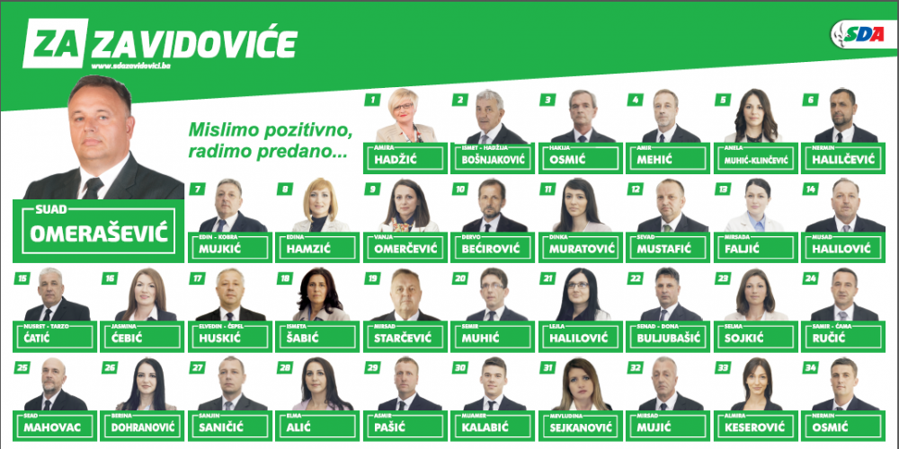 LISTA KANDIDATA SDA ZAVIDOVIĆI ZA OPĆINSKO VIJEĆE ZAVIDOVIĆI – SDA ...